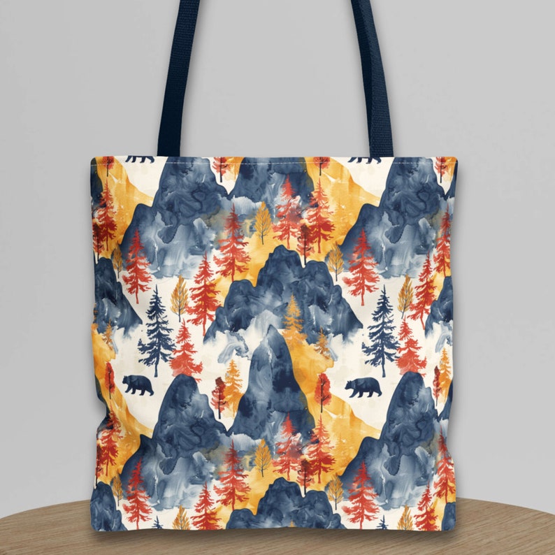 Mountain Landscape Tote Bag, Nature Reusable Shopping Bag, Hiking ...