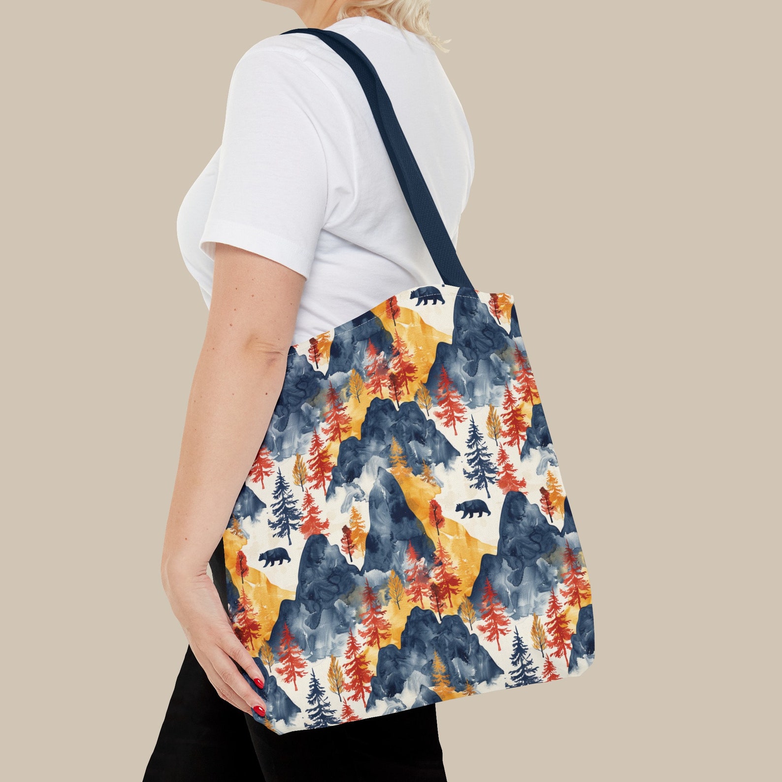 Mountain Landscape Tote Bag, Nature Reusable Shopping Bag, Hiking ...