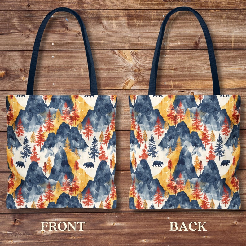 Mountain Landscape Tote Bag, Nature Reusable Shopping Bag, Hiking ...