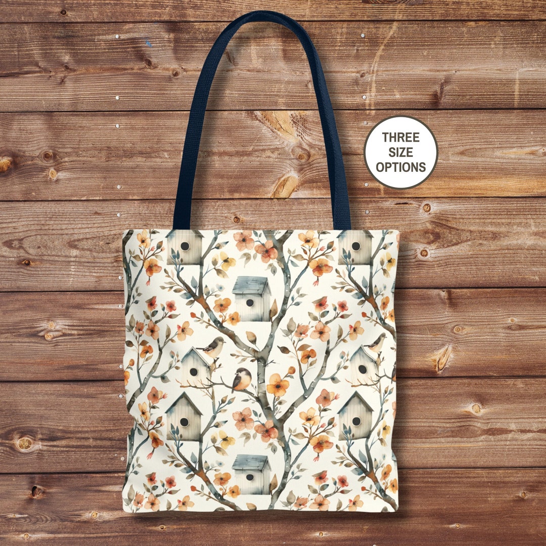 Garden Birdhouse Tote Bag, Cottagecore Reusable Shopping Book Bag ...