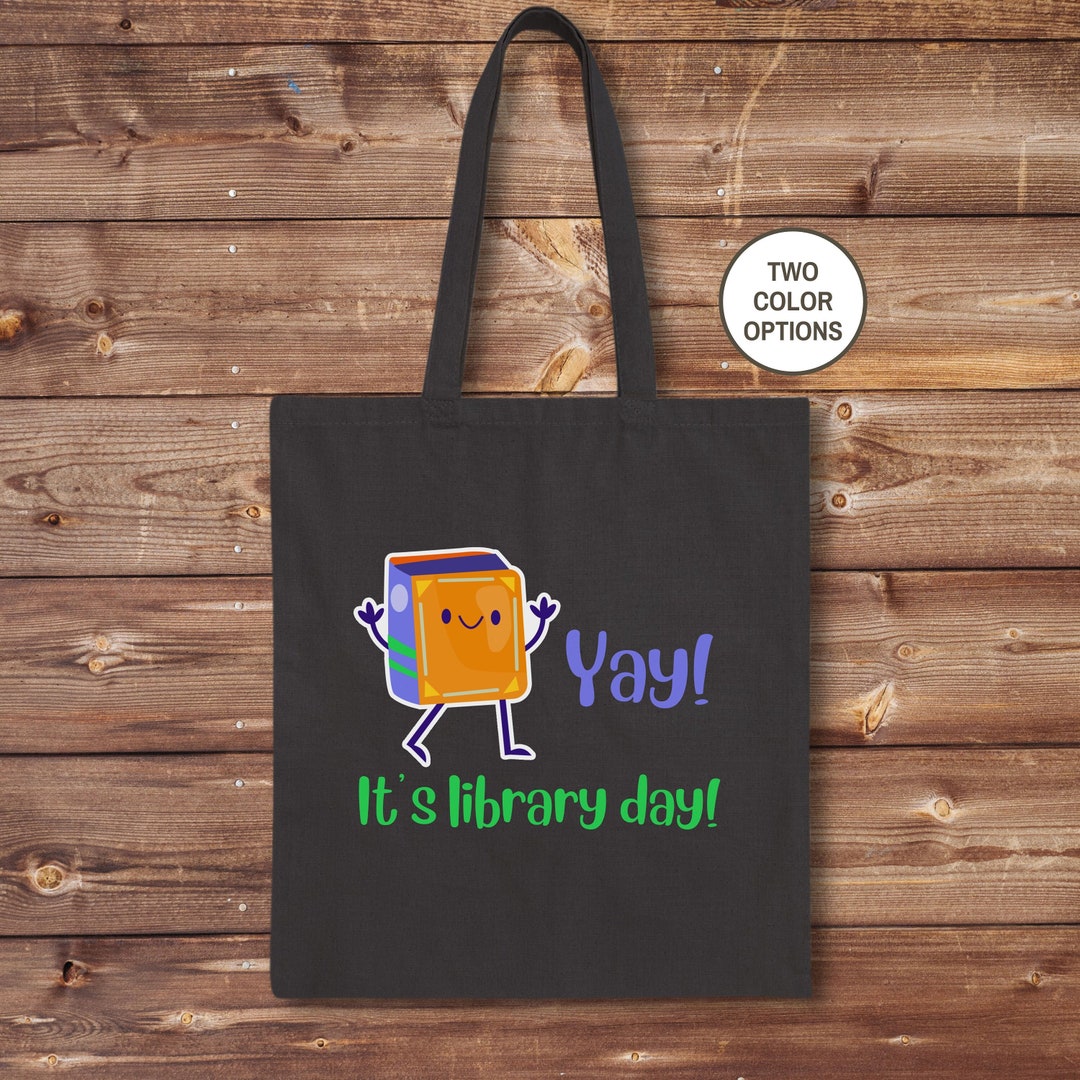 Library Day Tote Bag, Cotton Canvas Tote Bag, Kids' Library Bag ...