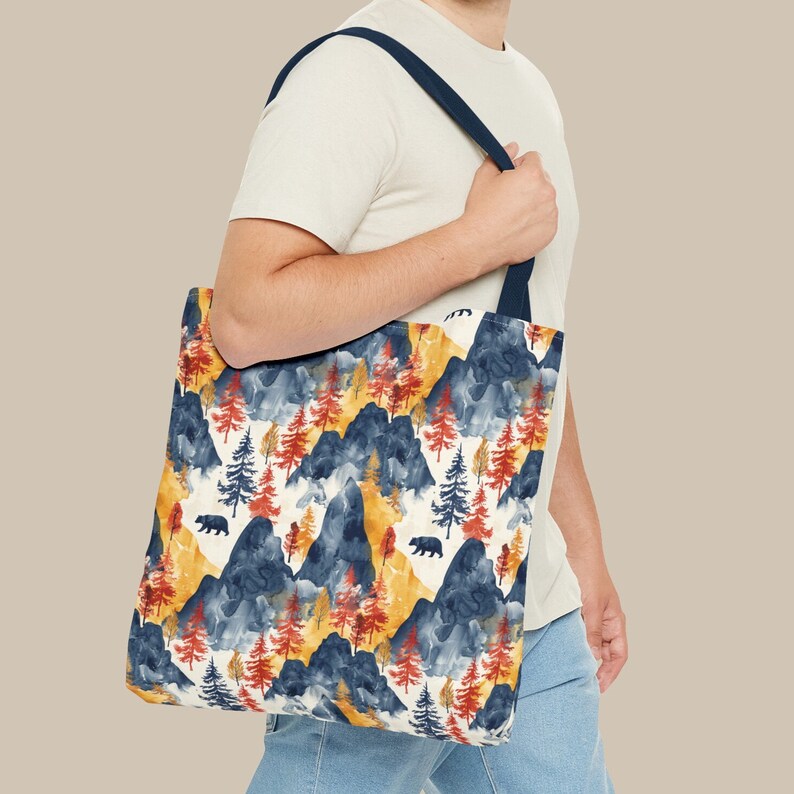 Mountain Landscape Tote Bag, Nature Reusable Shopping Bag, Hiking ...