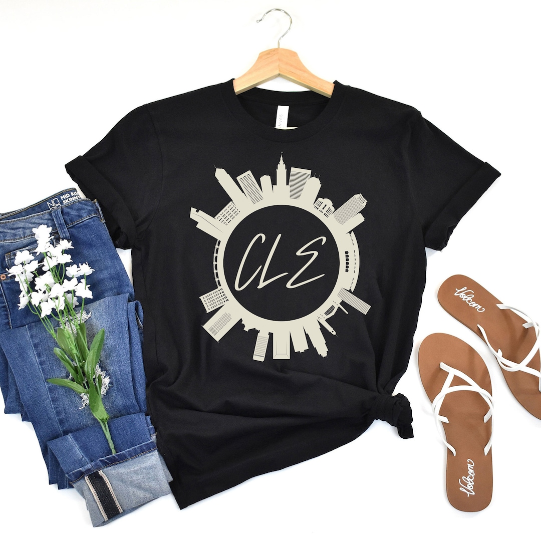 Cleveland T-shirt, CLE Cleveland Skyline Shirt, Cleveland CLE Circular ...
