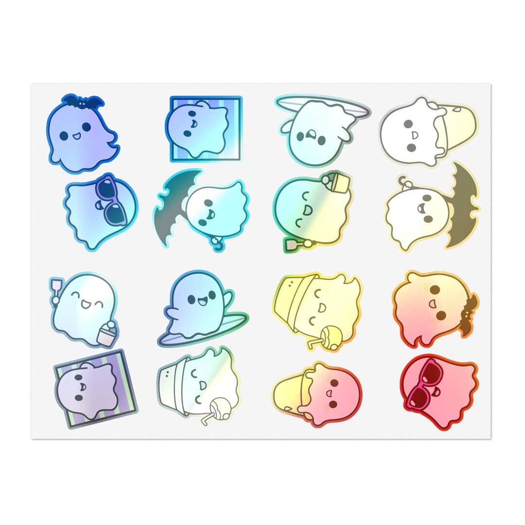 Cute Summerween Ghost Sticker Sheet Bundle, 5 Sheets/80 Stickers, Fun ...