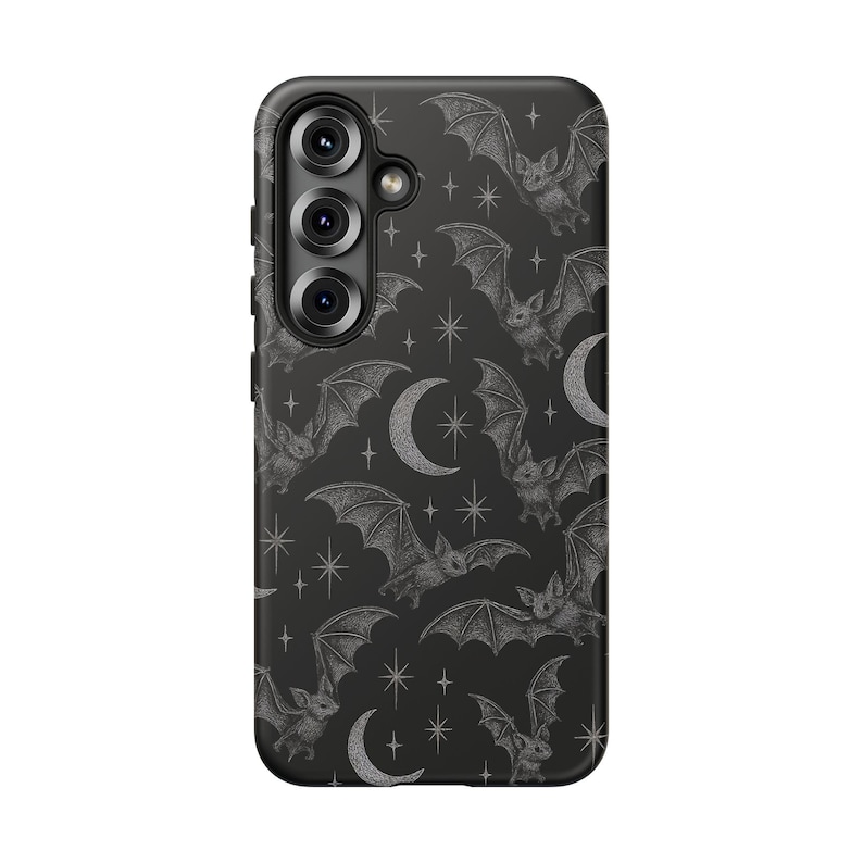 Bats and Crescent Moons Samsung Galaxy Phone Case, Gothic Celestial ...