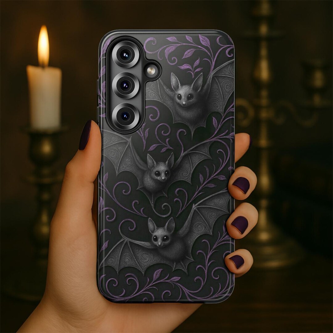 Gothic Bats With Purple Accents | Samsung Phone Dual Layer Cover - Etsy