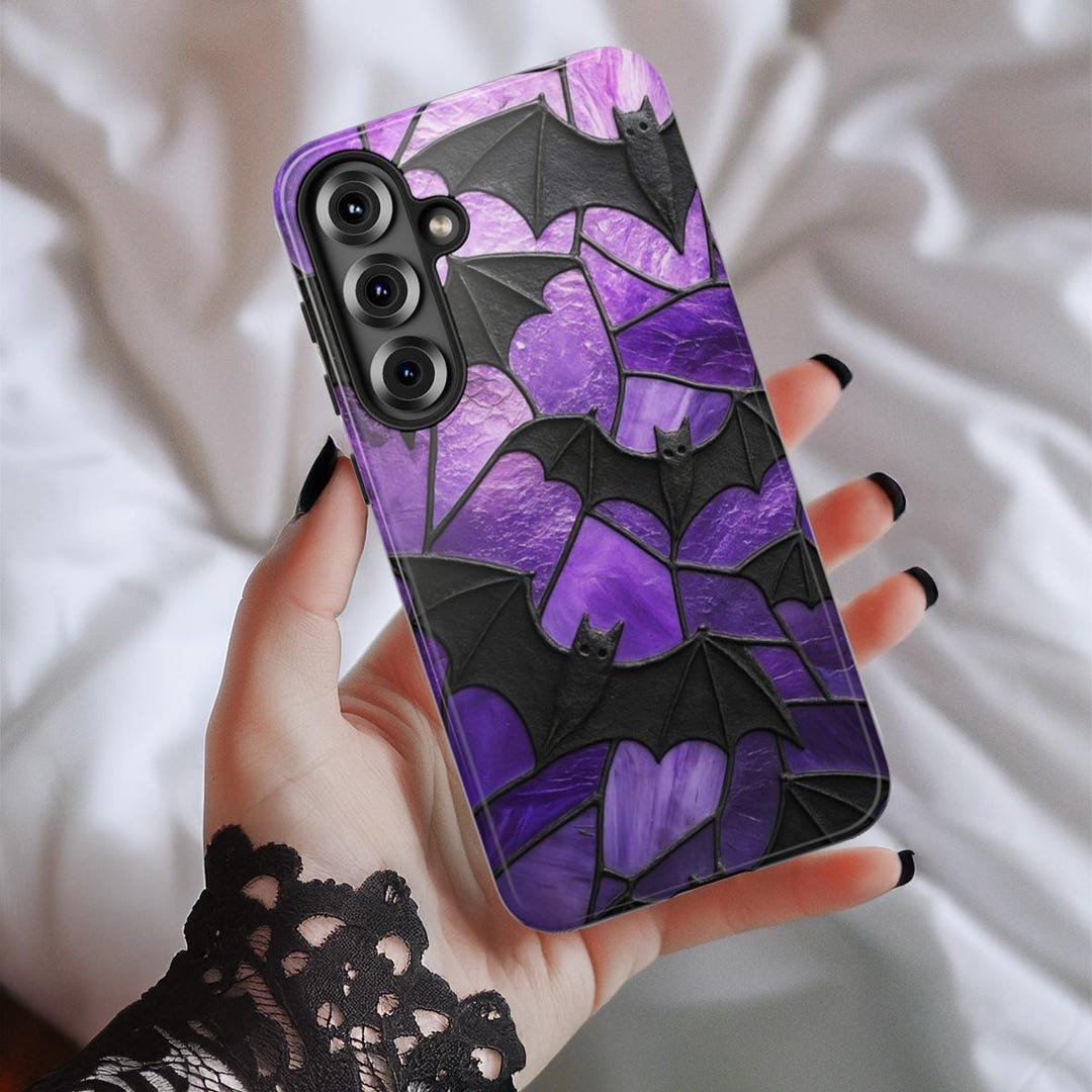 Bats in Purple Faux Stained Glass | Samsung Galaxy Dual Layer Phone ...