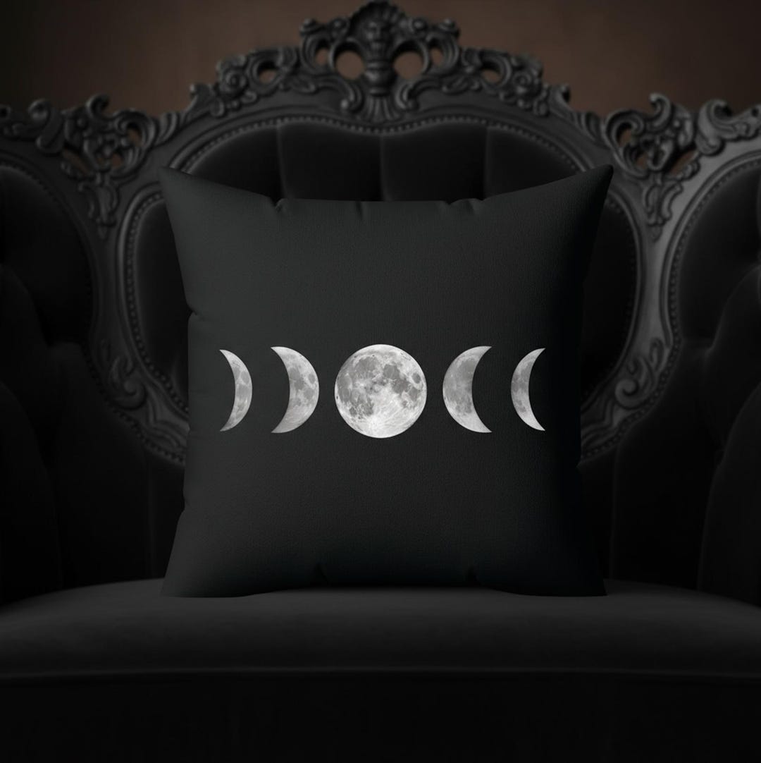 Moon Phases Black Square Accent Pillow - Etsy