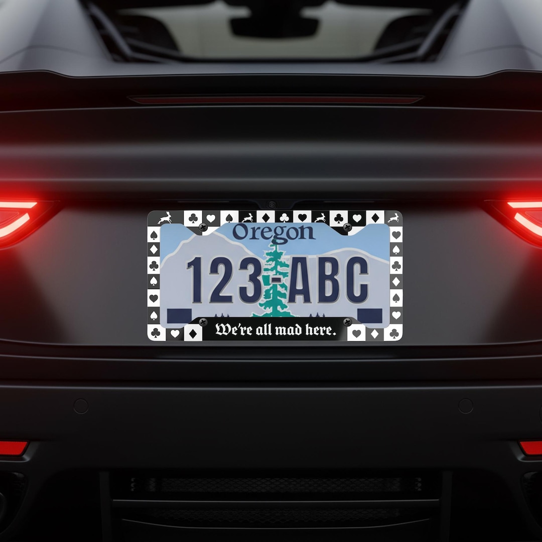 We're All Mad Here | Alice in Wonderland White Rabbit License Plate ...