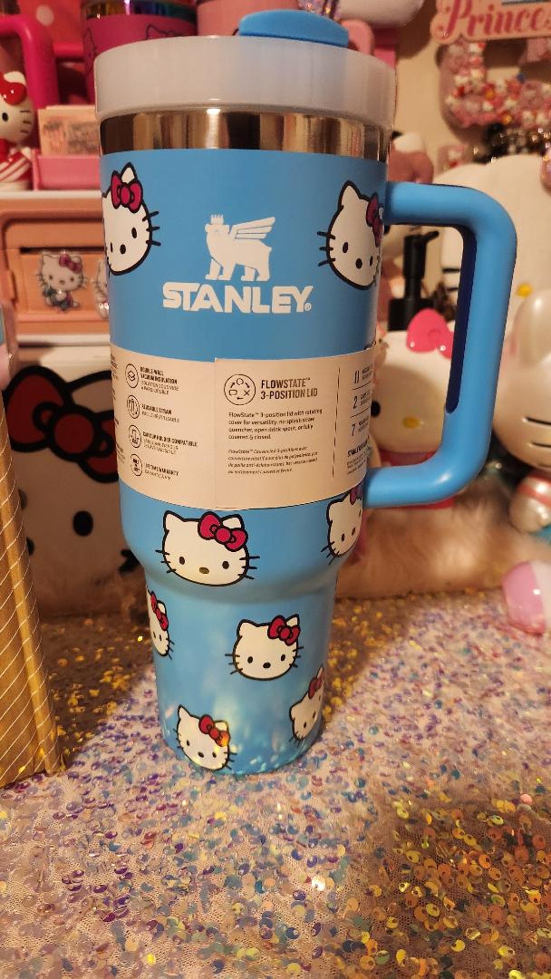 Hello Kitty Stanley 40oz Limited Edition Light Blue Kitty Face Tumbler ...