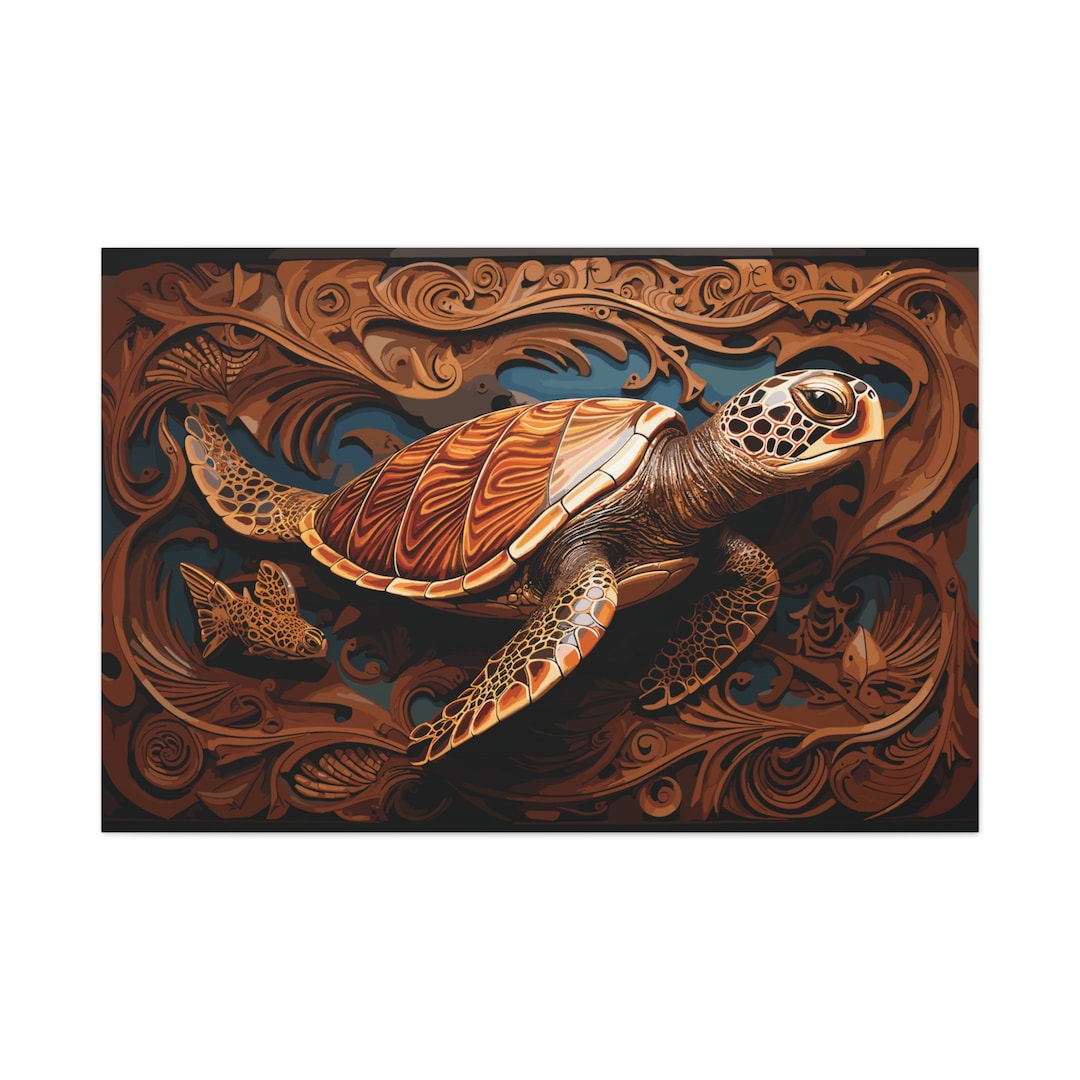 Polynesian Sea Turtle matte Canvas, Stretched, 1.25 - Etsy