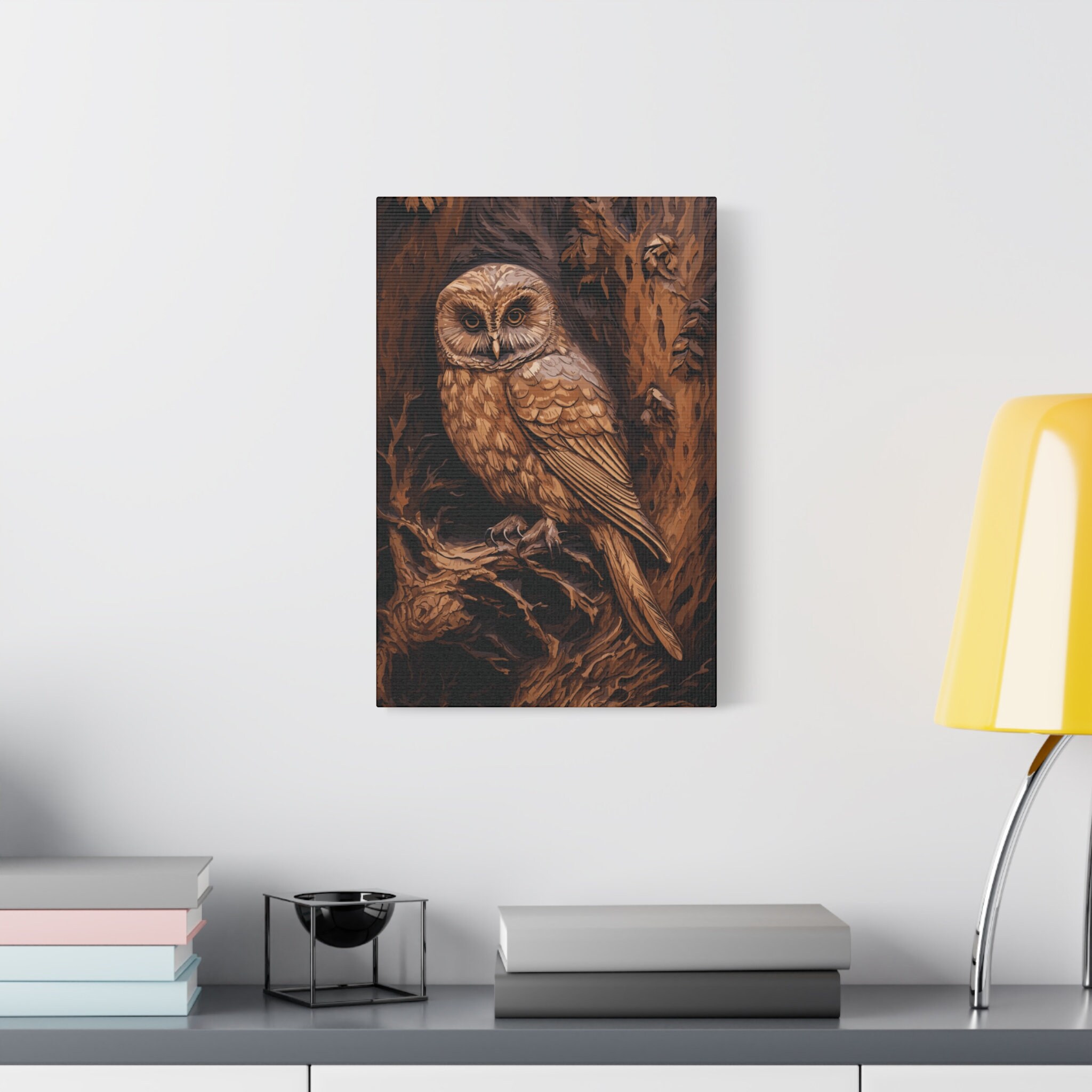 Feathered Flames: Owl Pyrography matte Canvas, Stretched, 1.25 ...