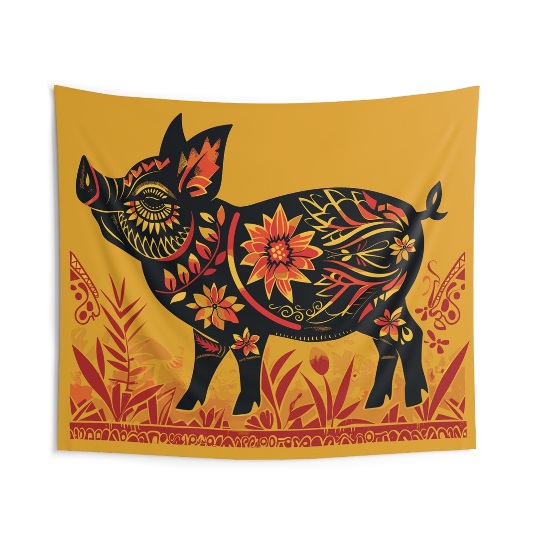 Tribal Oinker: Pig Tapestry in Polynesian Style Polynesian Tribal ...