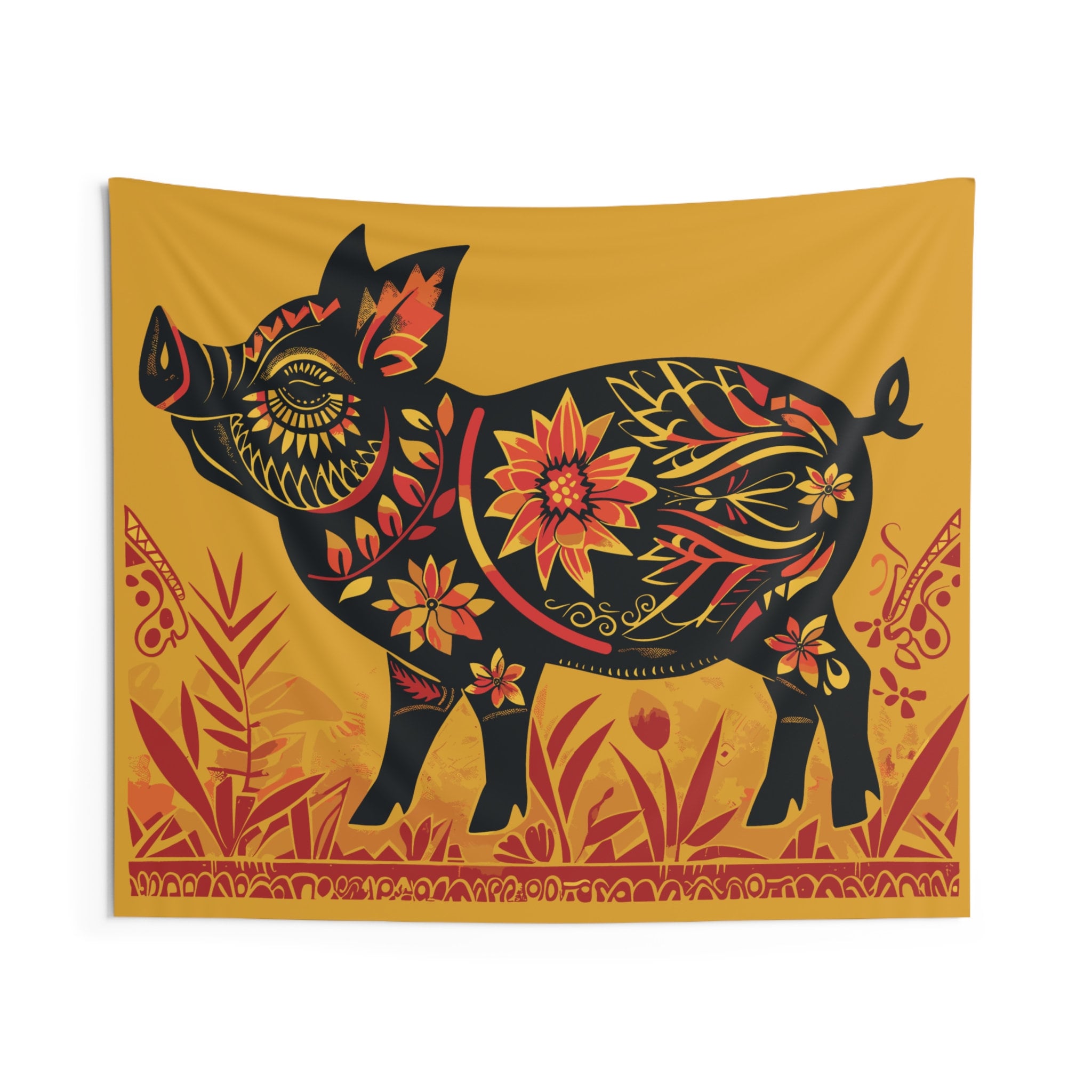 Tribal Oinker: Pig Tapestry in Polynesian Style Polynesian Tribal ...