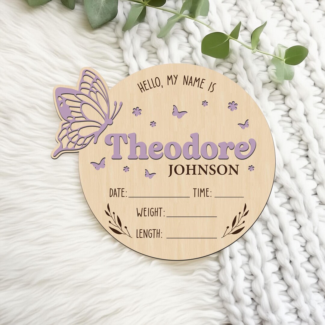 Custom Butterfly Baby Name Sign, Personalized Girl Nursery Decor, Baby ...