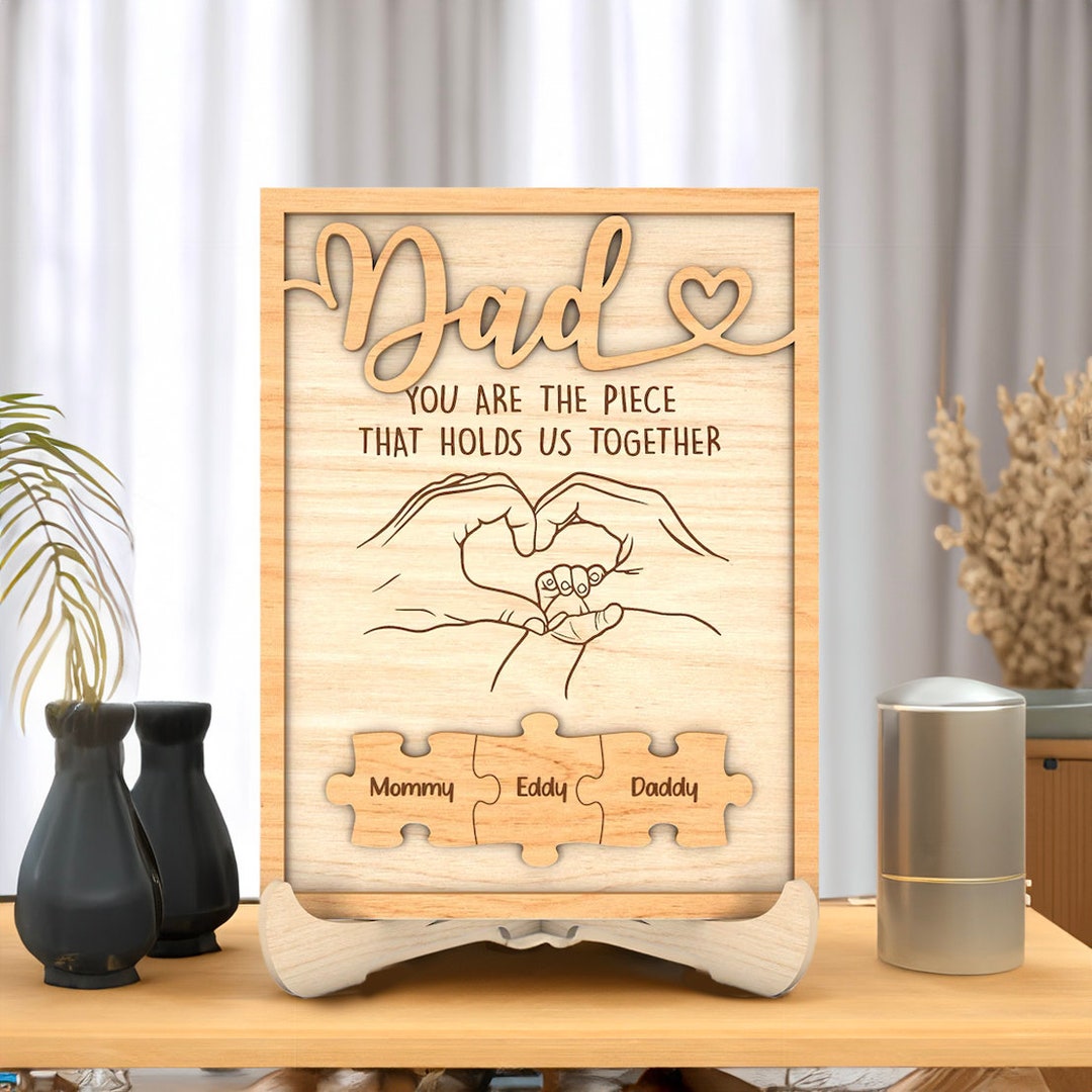 Custom Father's Day Puzzle Wood Sign, Picture Frame Sign, Dad You Are ...
