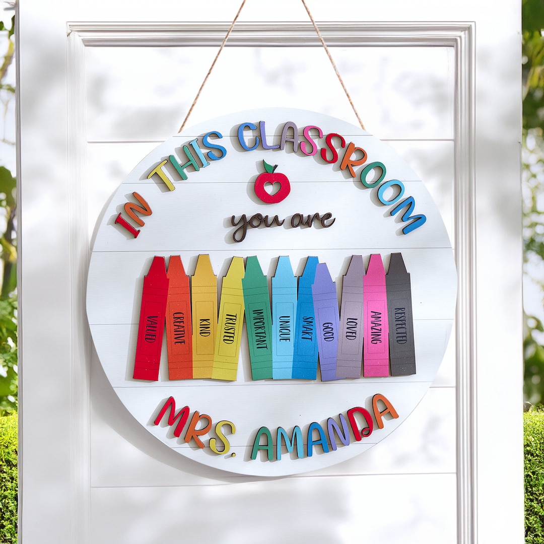 Custom Kindergarten Teacher Door Sign, Back to School Gifts ...