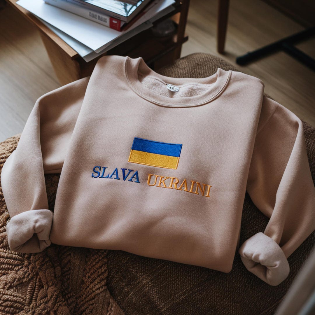 Embroidered Ukraine Sweatshirt, Proud Ukrainian T-shirt, SLAVA UKRAINI ...