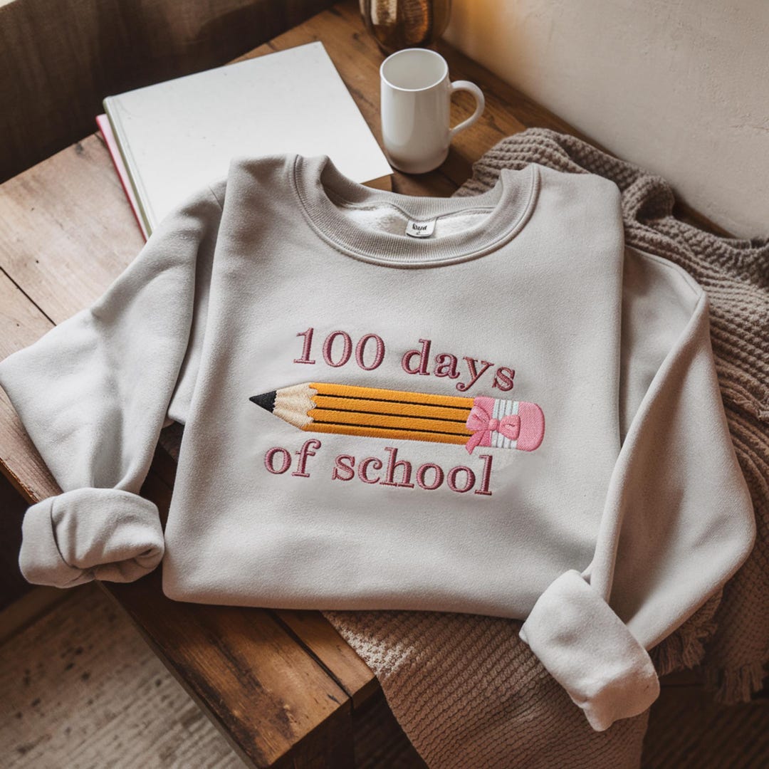 Embroidered 100 Days of School Sweatshirt, 100 Days of Hearts Shirt ...
