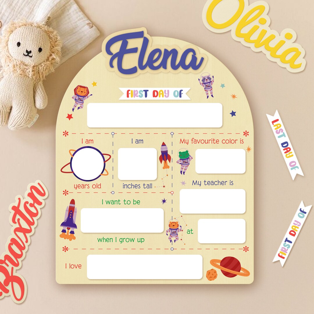 Personalized First Day School Sign, Kindergarten First Day of School ...