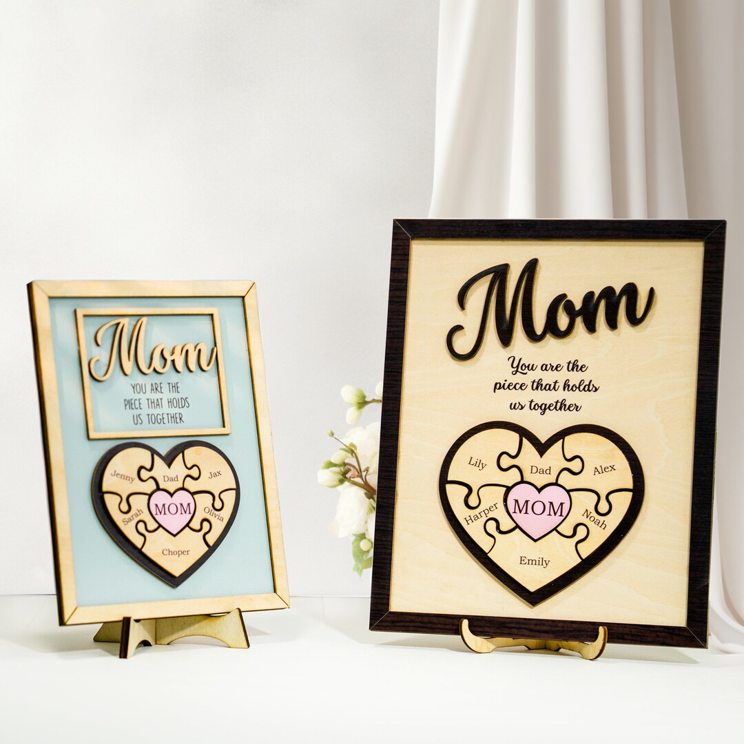 Personalized Puzzle Mom Sign, Wooden Sign, Mother Day Sign, Grandma ...