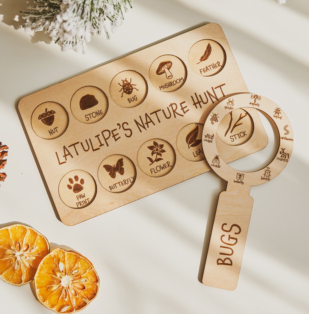 Custom Kids Wooden Nature Hunt Board, Nature Scavenger Hunt Board ...