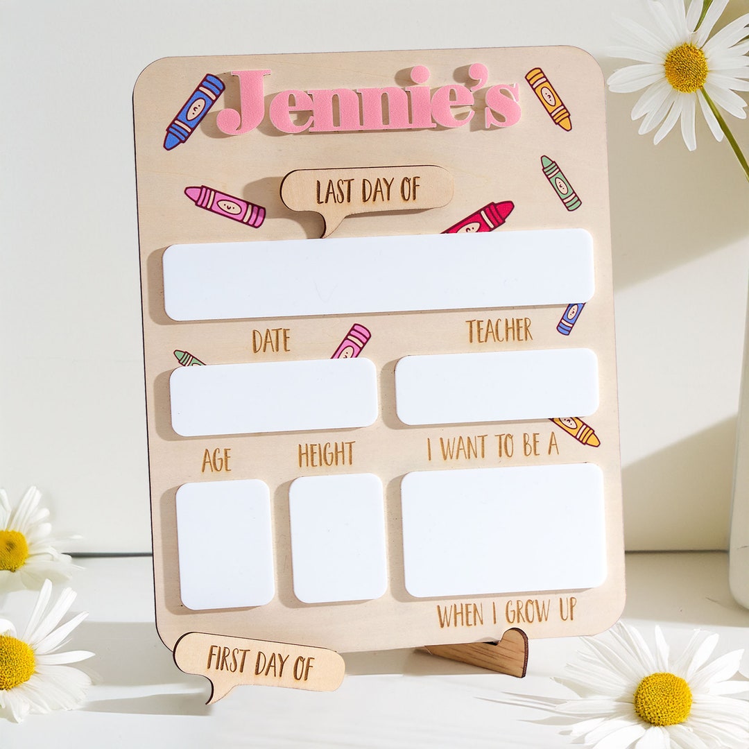 Personalized First Day School Sign, Back to School Sign, Kindergarten ...