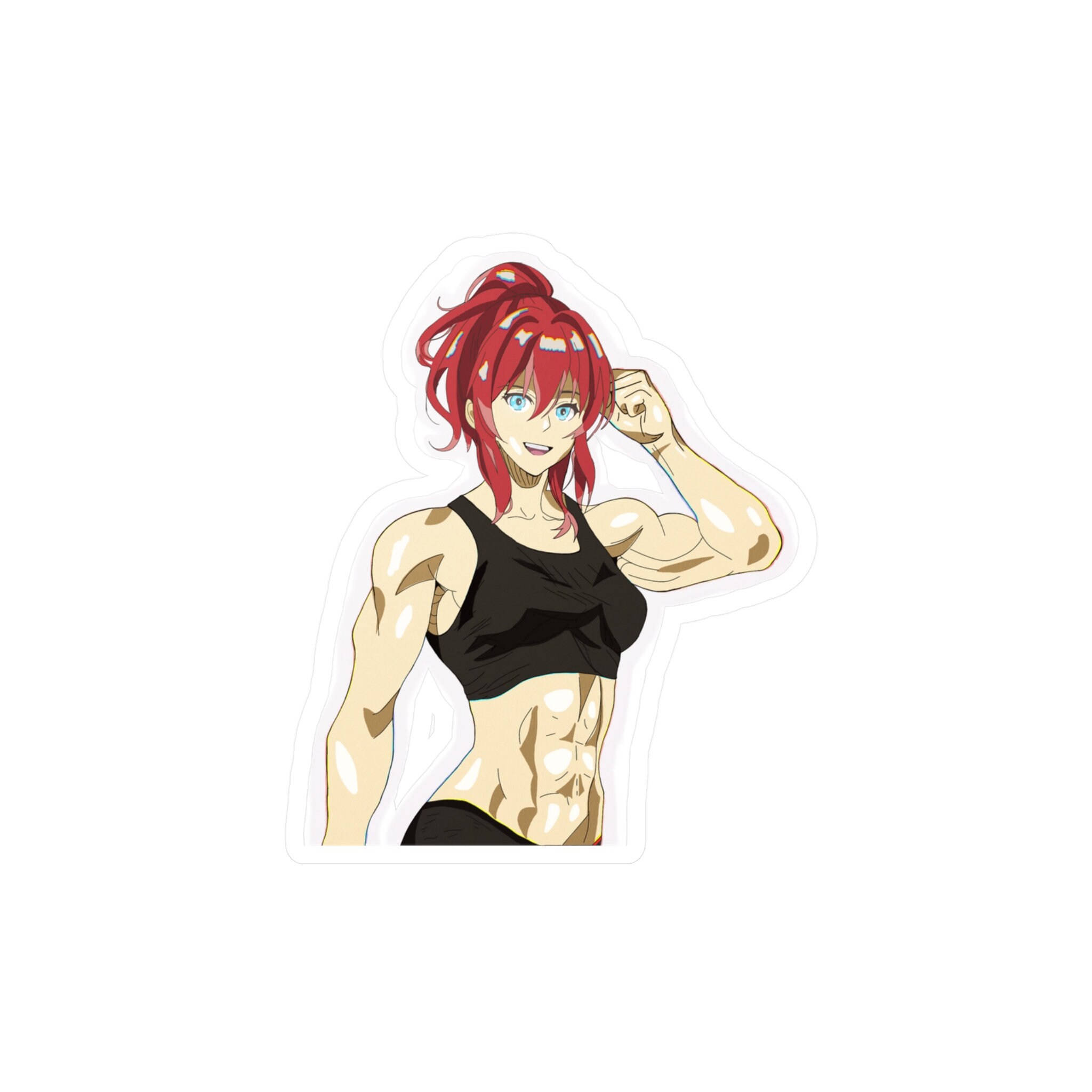 Muscle Anime Girl Sticker Anime Gym Girl Kiss-cut Vinyl - Etsy
