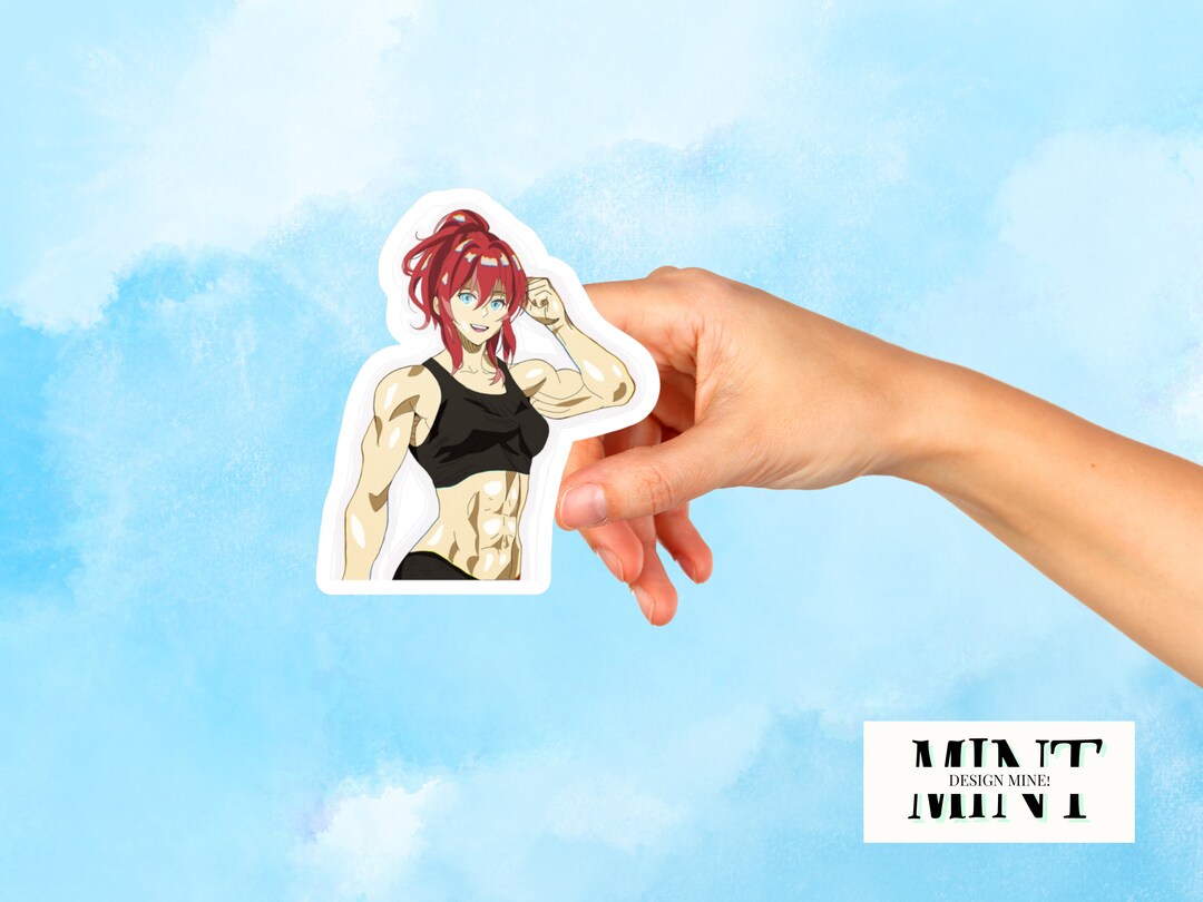 Muscle Anime Girl Sticker Anime Gym Girl Kiss-cut Vinyl - Etsy