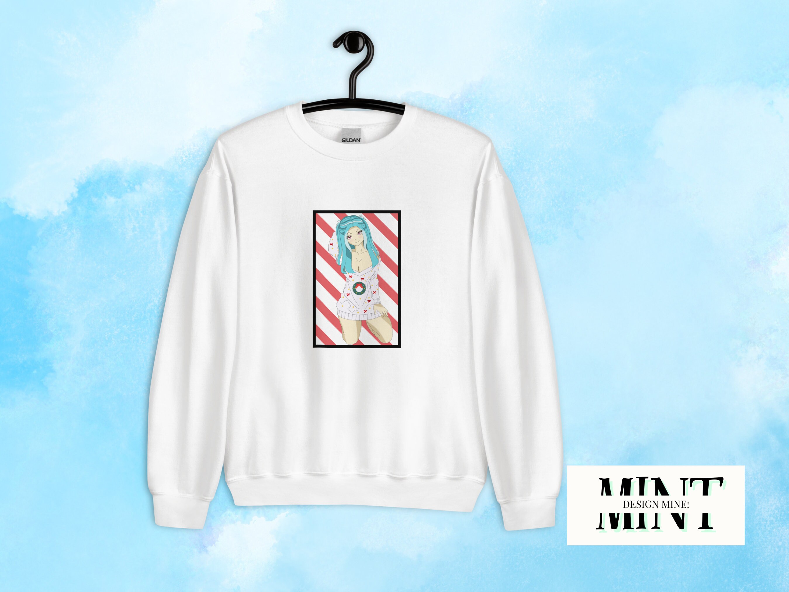 Kawaii Blue Hair Anime Girl Unisex Sweatshirt Anime Waifu - Etsy
