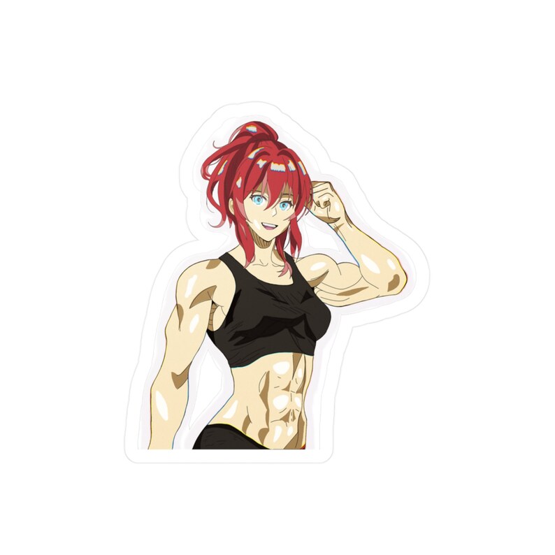 Muscle Anime Girl Sticker Anime Gym Girl Kiss-cut Vinyl - Etsy