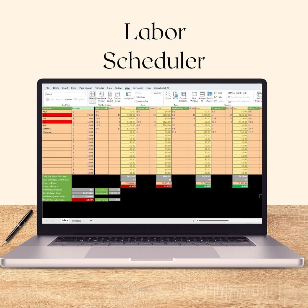 Excel Employee Schedule Template: Cost-control & Labor Goals Tracker ...