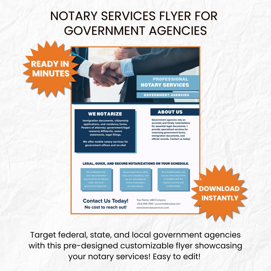 Notary Flyer Template for Government Agencies, Brandable Canva Template ...