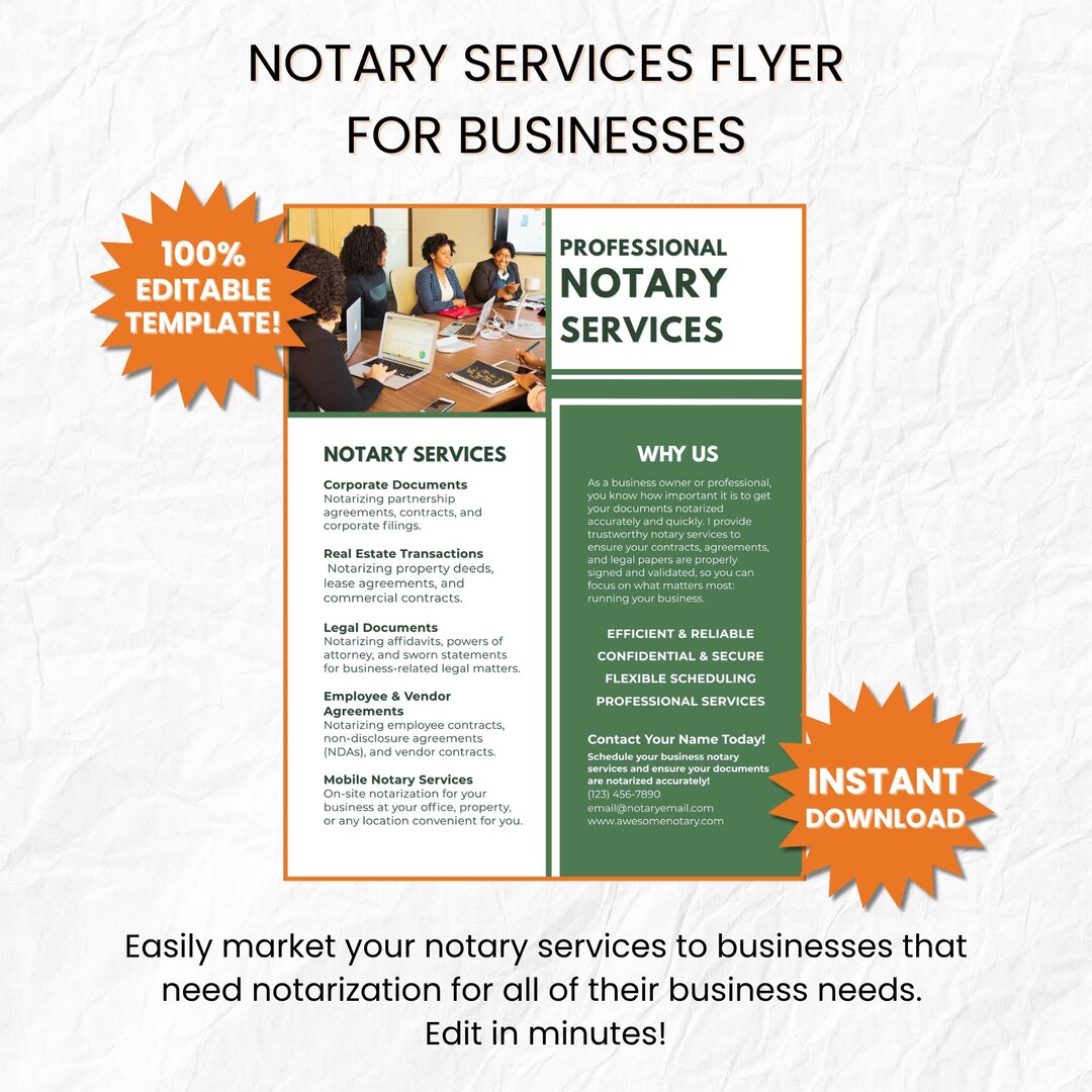 Notary Flyer Template for Businesses, Brandable Canva Template ...