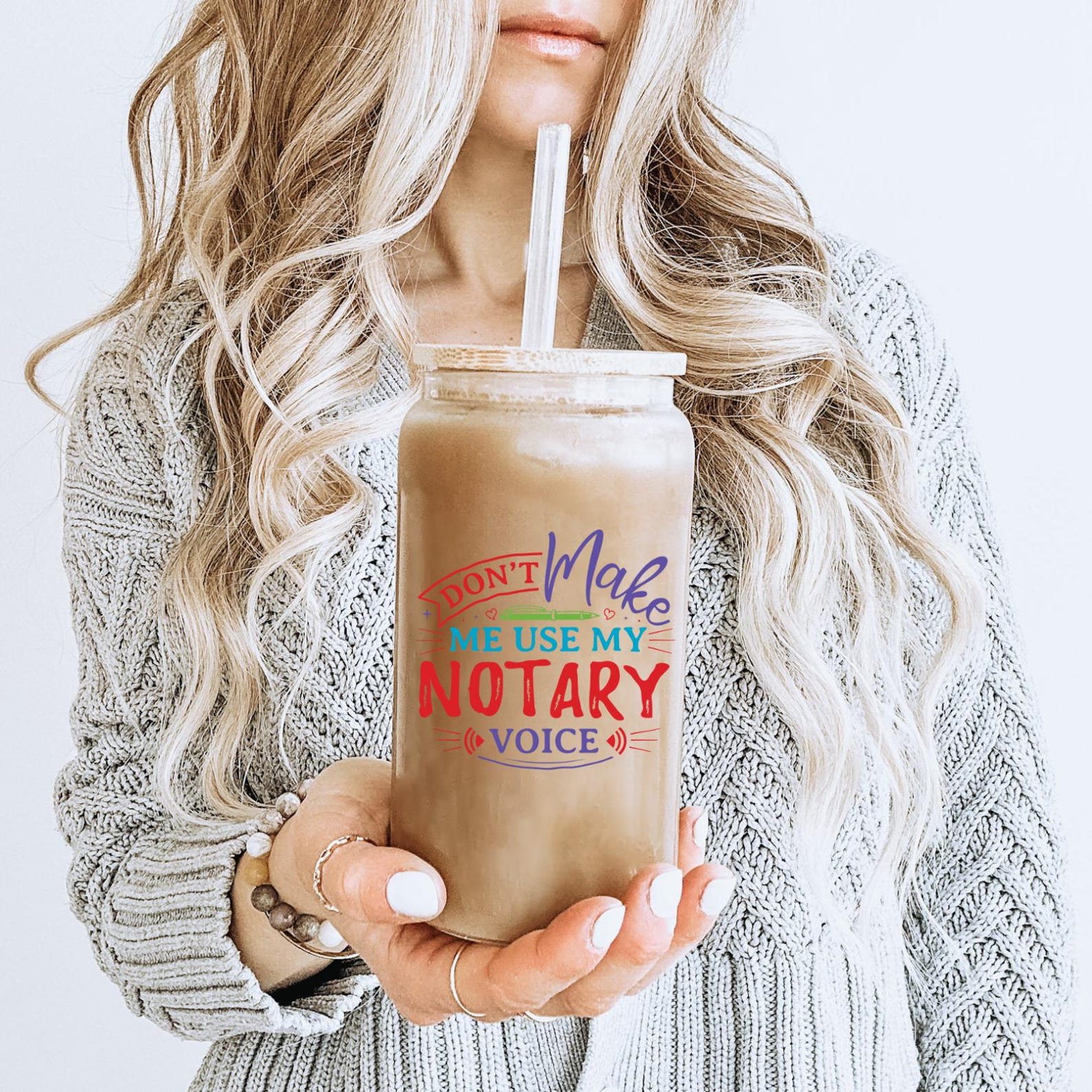 Funny Notary Gift Glass Tumbler With Lid & Straw, “don’t Make Me Use My ...