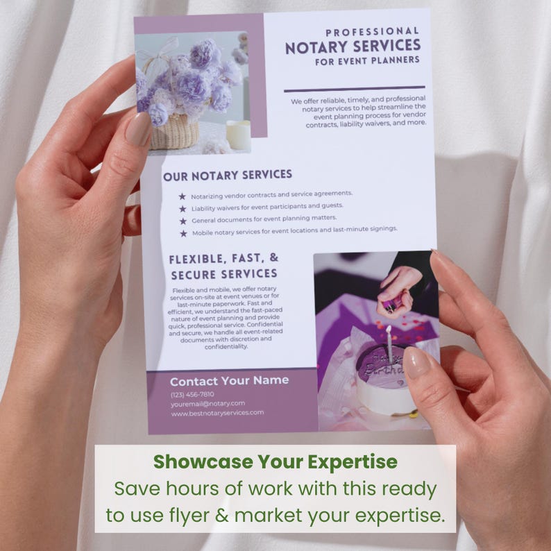 Notary Flyer Template for Event Planner, Brandable Canva Template ...