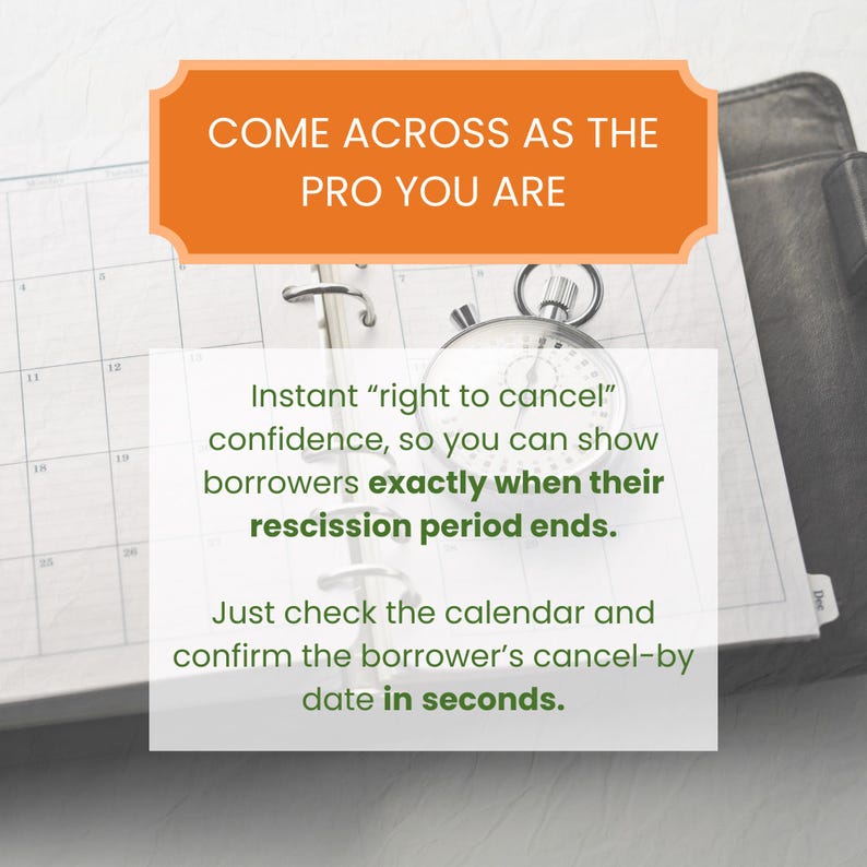 2026 Rescission Calendar for Notaries, Notary Signing Agents, Loan ...