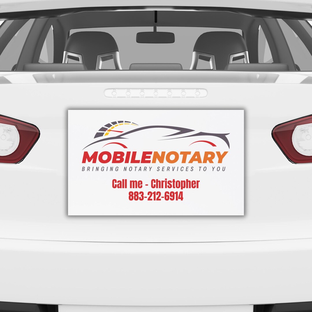 Custom Car Magnet for Mobile Notaries, Personalized Business ...
