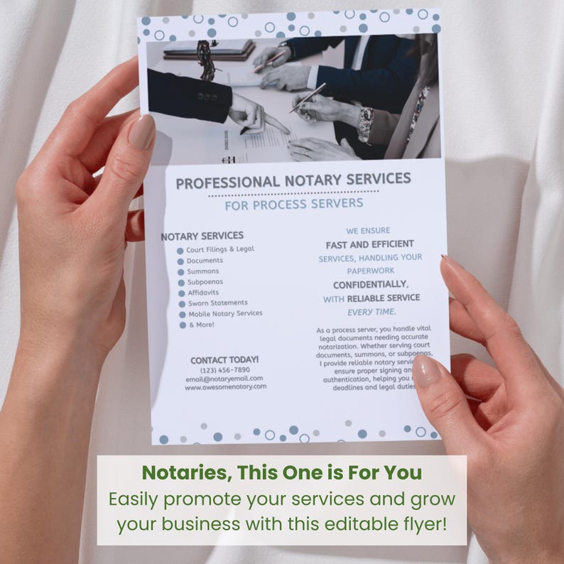 Notary Flyer Template for Process Servers, Brandable Canva Template ...