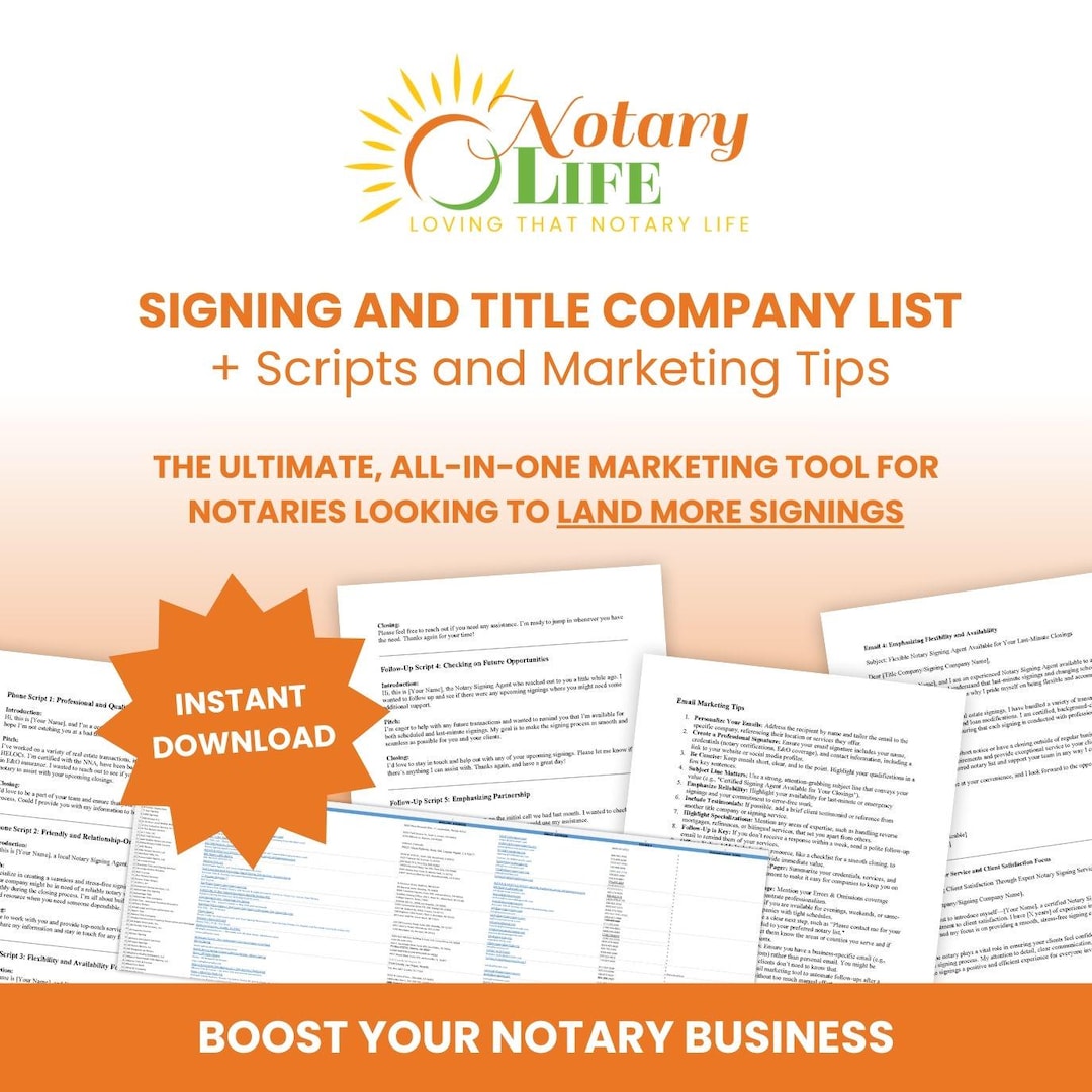 Signing Company Marketing List for Notaries, Title Company Marketing ...