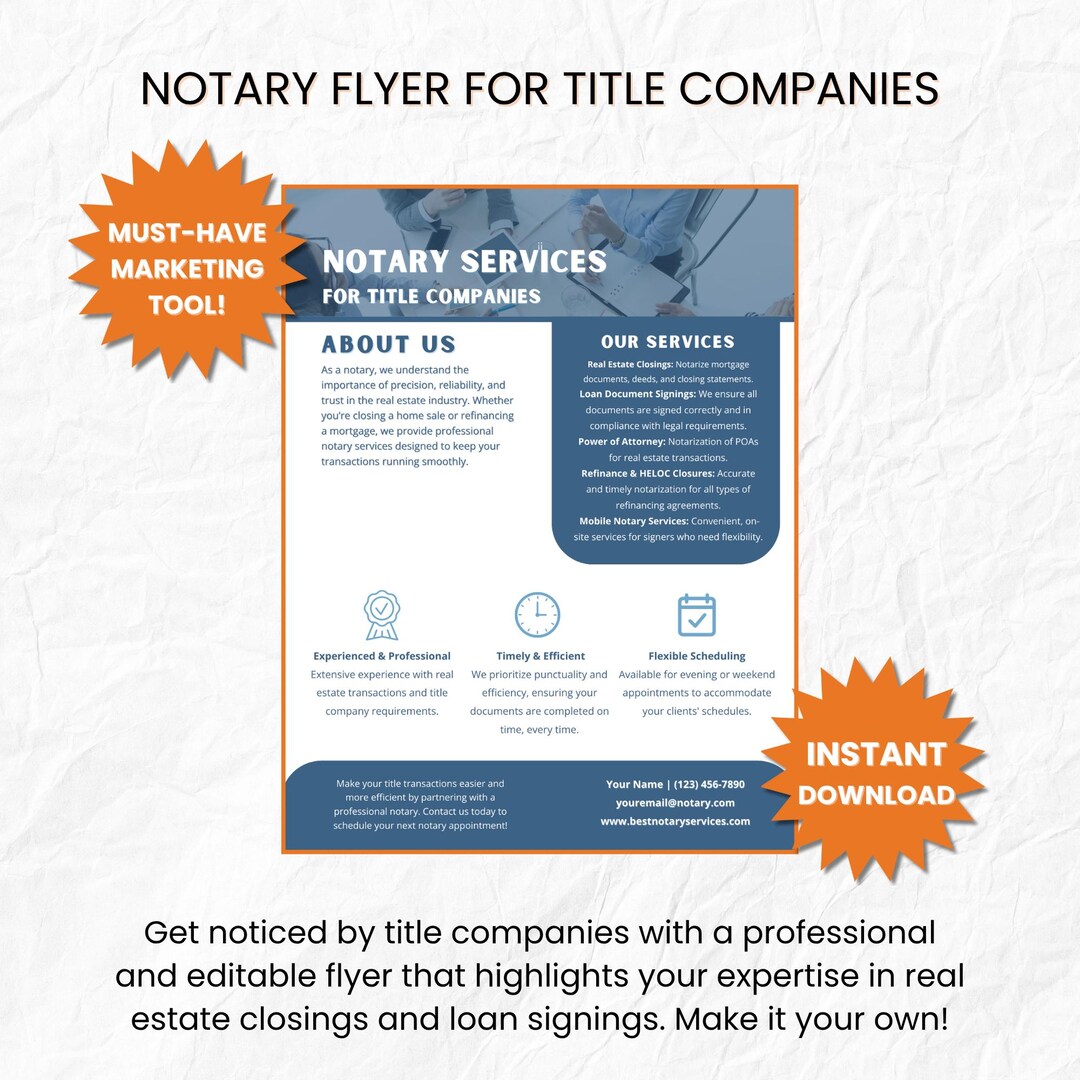 Customizable Canva Notary Marketing Flyer for Title Companies ...