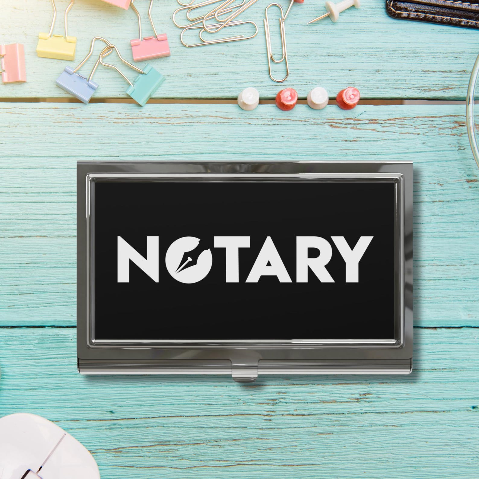 Notary Public Business Card Holder, Custom Metal Cardholder for Mobile ...