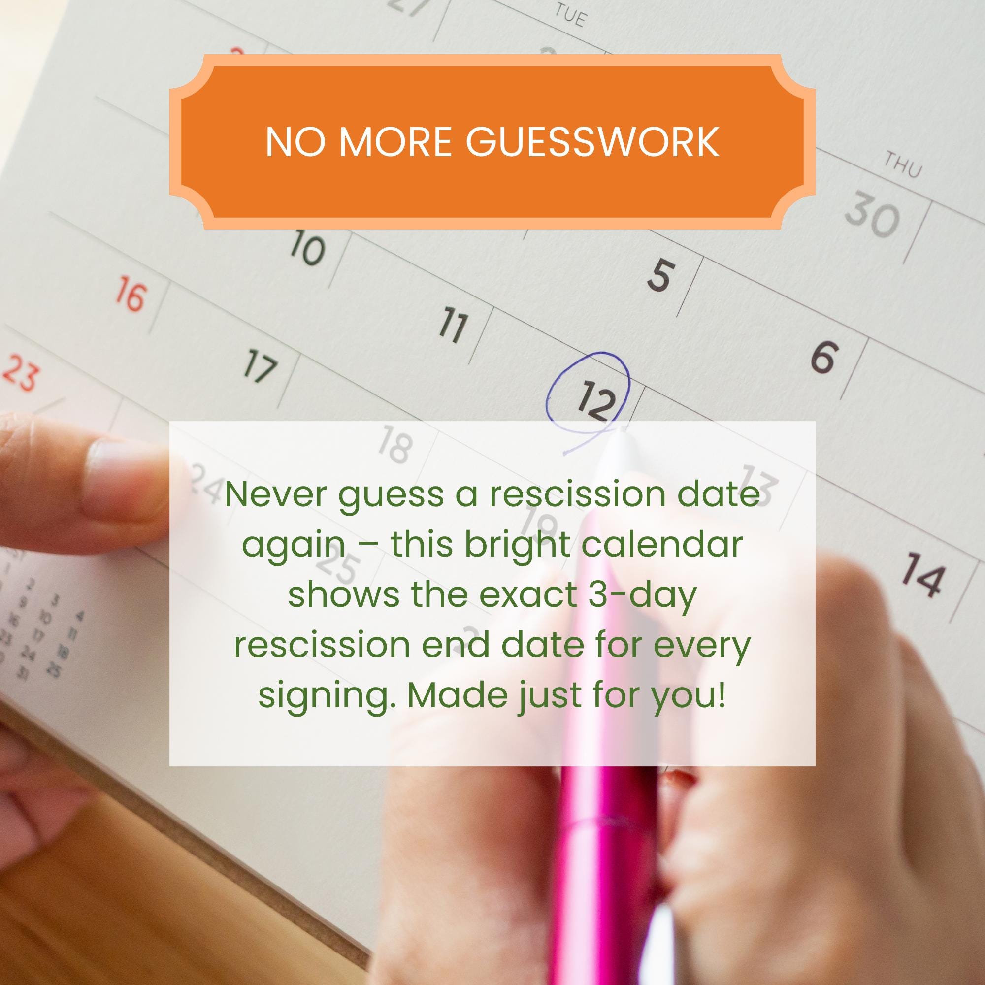 2026 Rescission Calendar for Notaries, Notary Signing Agents, Loan ...