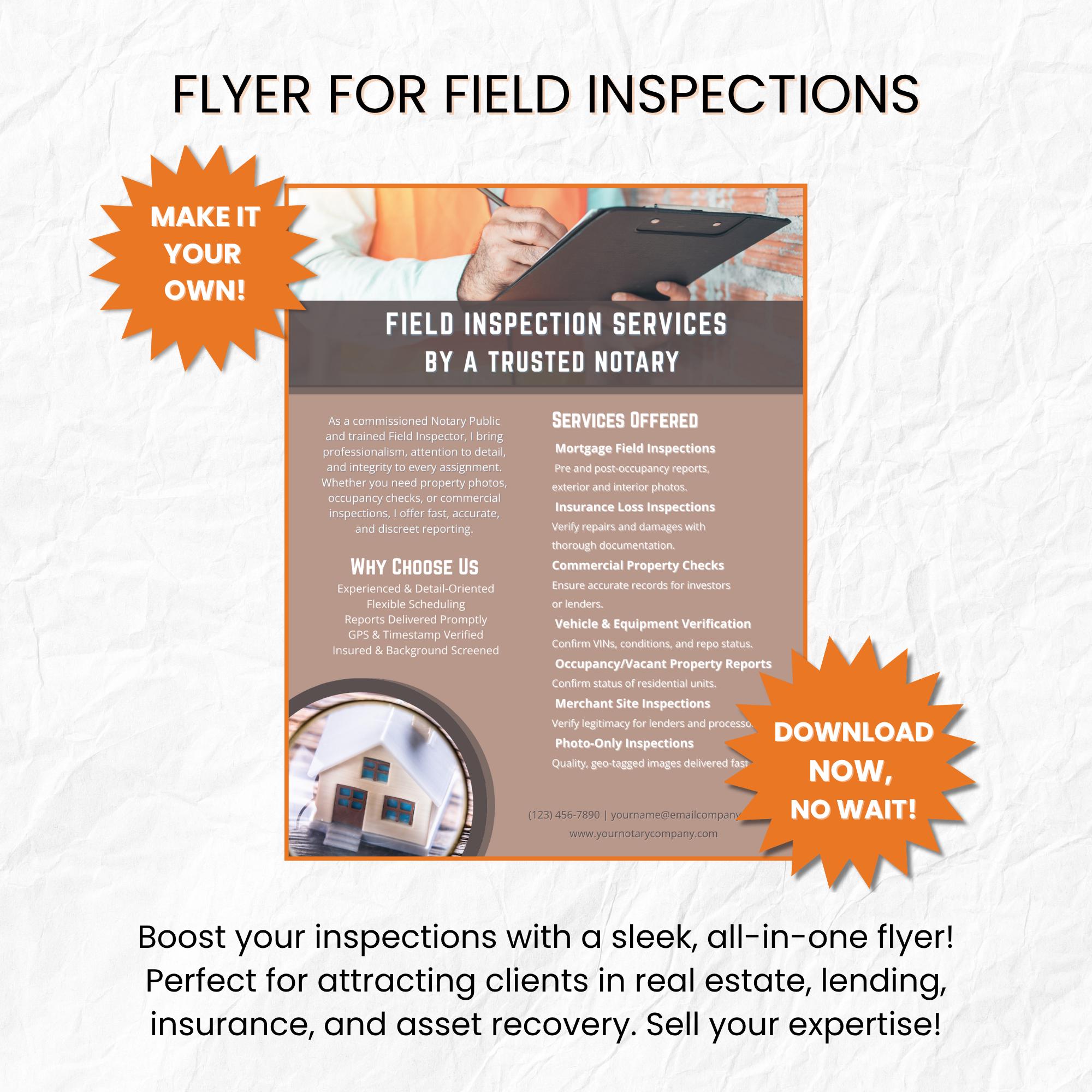 Field Inspection Flyer Template, Canva Editable, Digital Download ...