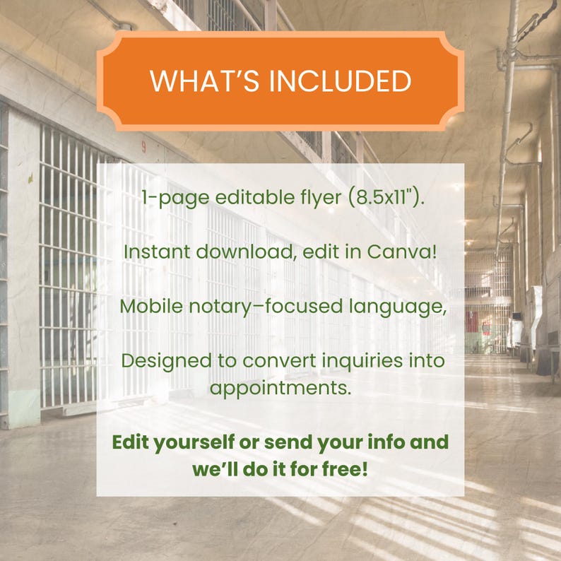 Brandable Jail Notary Services Flyer, Canva Template for Notaries ...
