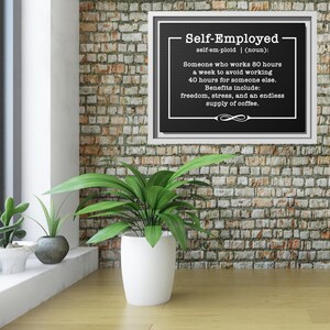 Funny Self-employed Definition Wall Art, Framed Canvas Print for Home ...