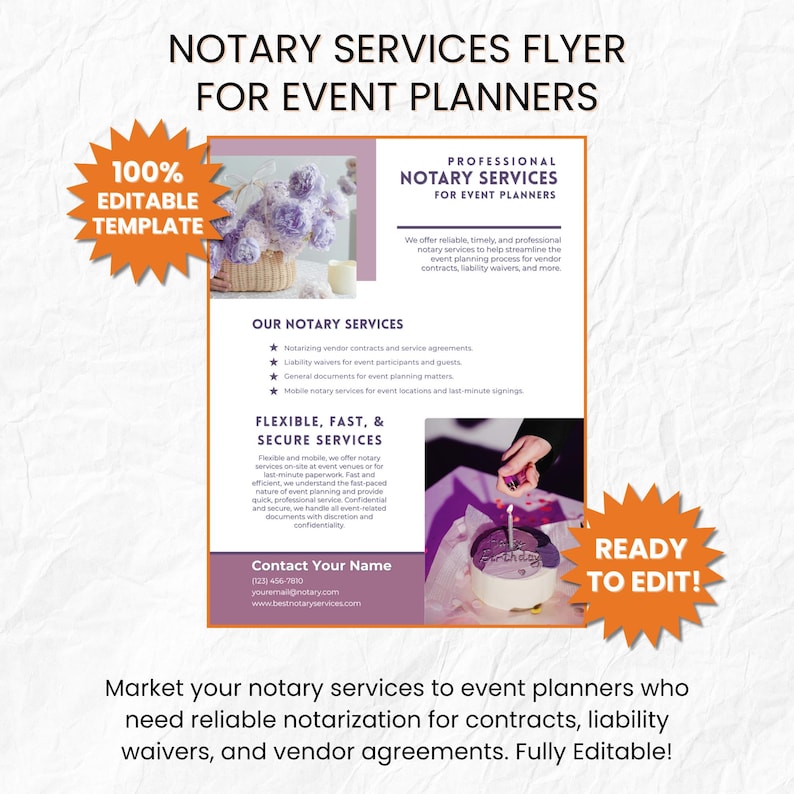 Notary Flyer Template for Event Planner, Brandable Canva Template ...