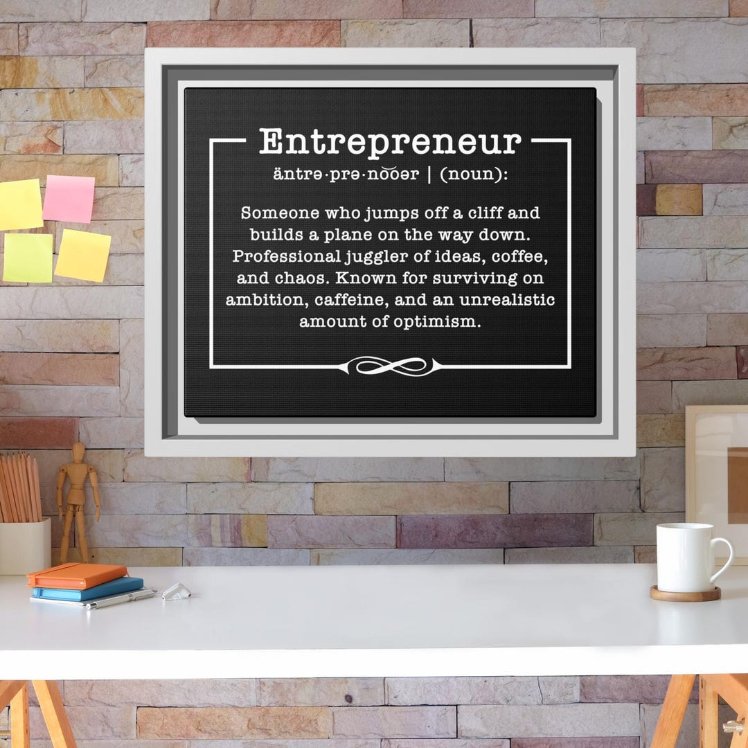 Funny Entrepreneur Definition Wall Art, Motivational Framed Canvas ...