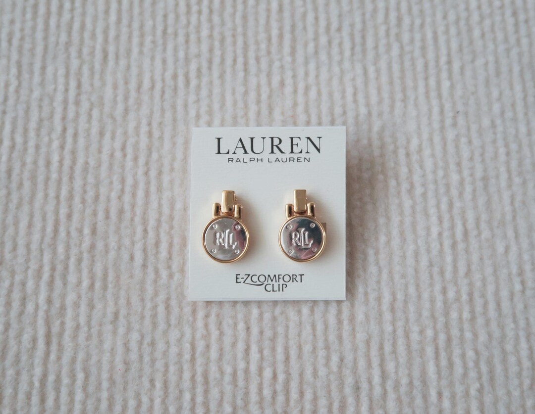 Ralph Lauren Two-tone Crest RLL Clip-on Earrings - Etsy
