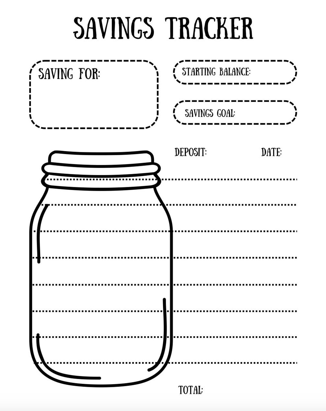 Savings Tracker, Savings Jar, Savings Planner, Savings Template ...